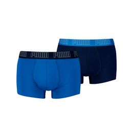 Trunk Puma "Puma MEN EVERYDAY TRUNKS 2P", Damen, Gr. L, blau (navy, blau), Jersey, Obermaterial: 95% Baumwolle, 5% Elasthan, unifarben, eng, Unterhosen, mit kontrastfarbigem Webbund
