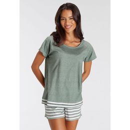 Vivance Dreams Shorty 2 tlg. mit Streifen-Details khaki geringelt 36/38 36/38 Shorty in Melange-Optik