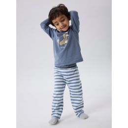 Schlafanzug name it "NMMRAMEL NIGHT SET BOX", Jungen, Gr. 116, flint stone, Jersey, Obermaterial: 95% Baumwolle, 5% Elasthan, bedruckt, gestreift, Rundhals, Homewear-Sets Schlafanzug
