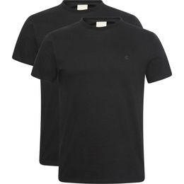 T-Shirt Calvin Klein "2 Pack SS STRETCH COTTON SLIM TEE", Herren, Gr. XL, schwarz (schwarz, schwarz), Single Jersey, Obermaterial: 95% Baumwolle, 5% Elasthan, unifarben, slim fit normal, Rundhals, eingesetzt abgesteppte Kante, Shirts T-Shirt, Rundhalsausschnitt, slim fit
