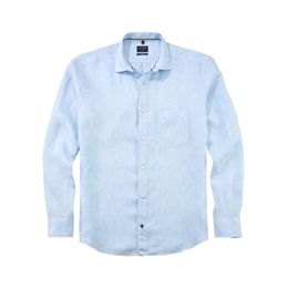 Leinenhemd OLYMP "OLYMP Hemd Casual - Leinen", Herren, Gr. 3XL, N-Gr, blau (hellblau), Obermaterial: 100% Leinen, regular fit, Manschette, Hemden