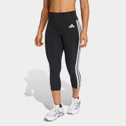 Trainingstights adidas Performance "OPT ES 3S 3/4 L", Damen, Gr. L, N-Gr, schwarz, weiß, Obermaterial: 85% Polyester, 15% Elasthan, 3/4-Länge, Hosen