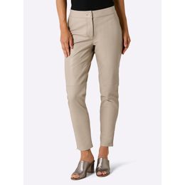 Lederhose Heine, Damen, Gr. 48, Normalgrößen, beige, 100% Lammnappaleder, unifarben, lang, Hosen