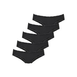 Brasilslip Vivance, Damen, Gr. 40/42, schwarz, Single Jersey, Obermaterial: 95% Baumwolle, 5% Elasthan. Spitze: 90% Polyamid, 10% Elasthan, unifarben, k&ouml;rpernah, Unterhosen, aus elastischer Baumwolle