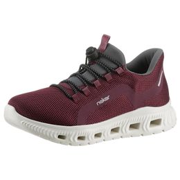 Slip-On Sneaker RIEKER SPORT, Damen, Gr. 37, grau (beere, grau), Textil, Schuhe, Freizeitschuh, Slipper, Halbschuh mit MemoSoft-Ausstattung