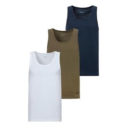 BOSS Unterhemd »Tank Top 3P CO« Packung, 3 Stk. mit Rippbündchen weiß,blau,braun XXL (56) - 3 Stk. 3 Stk. XXL (56) Baumwollunterhemden im...