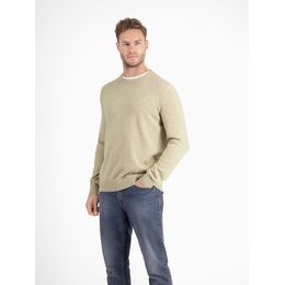Strickpullover Lerros "Lerros Crewneck Strickpullover", Herren, Gr. L, beige (tender beige melange), 100% Baumwolle, Pullover Strickpullover