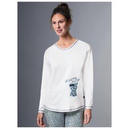 TRIGEMA Schlafanzug &raquo;Schlafanzug Oberteil Langarm mit Katzen-Print&laquo; 1 tlg. weiss S S DELUXE-Single-Jersey