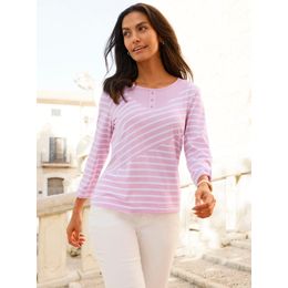 3/4-Arm-Shirt Casual Looks "Ringelshirt", Damen, Gr. 40, ros&eacute;, ecru, gemustert, 65% Polyester, 35% Baumwolle, gemustert, gestreift, meliert, Rundhals, Shirts 3/4-Arm-Shirt