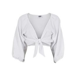 Urban Classics Klassische Bluse »Ladies Structured Knotted Blouse« white S S Elegante Blusen fuer Business und Freizeit