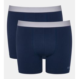Boxer Sloggi "Men GO ABC 2.0", Jungen, Gr. XL, 2, blau (navy), Single Jersey, Obermaterial: 95% Baumwolle, 5% Elasthan, clean, unifarben, k&ouml;rpernah, Unterhosen, l&auml;ngeres Bein, Baumwollmix, weich, elastischer Bund
