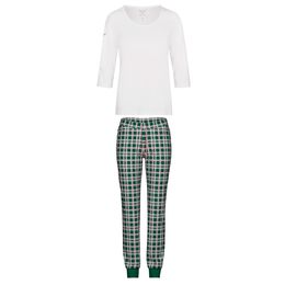 TRIGEMA Damen Schlafanzug "TRIGEMA Pyjama im Karo Style", Gr. Lweiß, c2c, 100% Baumwolle, Homewear-Sets