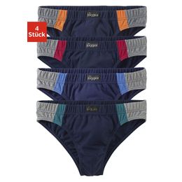 Slip Le Jogger, Herren, Gr. 3, 4 Stk., blau (marine), Jersey, Obermaterial: 95% Baumwolle, 5% Elasthan, unifarben, körpernah, Unterhosen Slip, optimale Passform durch Baumwoll-Stretch