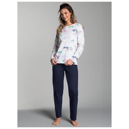 TRIGEMA Damen Schlafanzug &raquo;TRIGEMA Pyjama mit Safari-Print&laquo; 1 tlg. wei&szlig; L