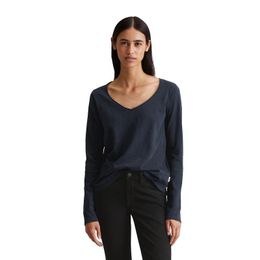 Marc O'Polo MARC O'POLO DENIM Langarmshirt mit Rollkante am V-Ausschnitt Scandinavian Blue XS XS Figurbetonte Passform, die deine Silhouette betont