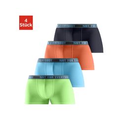 Boxer Bruno Banani "Boxershorts f&uuml;r Herren", Damen, Gr. S (4), 4 Stk., bunt (hellgr&uuml;n, t&uuml;rkis, orange, navy), Jersey, Obermaterial: 95% Baumwolle, 5% Elasthan, unifarben, Unterhosen, mit Schriftzug im Bund
