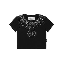 T-Shirt Philipp Plein "Hexagon Verziert", Jungen, Gr. 12, 02, schwarz, Obermaterial: 100% Baumwolle, Shirts T-Shirt