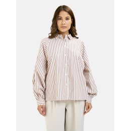 Smith & Soul Langarmbluse SMITH & SOUL, Damen, Gr. L, bordeaux print, Material: 100% Baumwolle, gestreift, oversize normal, hoch geschlossener Ausschnitt, Raglan&auml;rmel 2-Knopf-Manschette, Blusen, aus Baumwolle