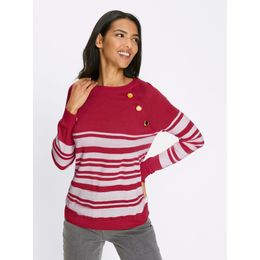 Streifenpullover Classic Basics "Ringel-Pullover", Damen, Gr. 42, rot, wei&szlig;, geringelt, 100% Polyacryl, gemustert, gestreift, mehrfarbig, Pullover Streifenpullover