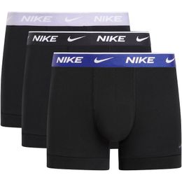 NIKE UNDERWEAR Trunk &raquo;TRUNK 3PK&laquo; Packung, 3er, 3 Stk. mit farbigem NIKE Logo-Elastikbund BLK - HYDRANGEAS/ DEEP NIGHT/ BLACK S (46) - 3 Stk. 3 Stk....