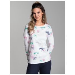Schlafanzug TRIGEMA "TRIGEMA Pyjama Oberteil mit Allover Safari-Print", Damen, Gr. 3XL, wei&szlig;, 100% Baumwolle, Homewear-Sets Schlafanzug