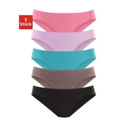 Bikinislip Petite Fleur, Damen, Gr. 32/34, bunt (pink, türkis, lila, taupe, schwarz), Obermaterial: 95% Baumwolle, 5% Elasthan, unifarben, körpernah, Unterhosen, aus elastischer Baumwoll-Qualität