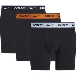 Boxershorts NIKE UNDERWEAR "BOXER BRIEF 3PK", Herren, Gr. L, 3 Stk., blk ligh amry blau, cmpfr org, blk wb, Jersey, Obermaterial: 95% Baumwolle, 3% sonstige Fasern, 2% Elasthan, kontrastfarbene Details, unifarben, k&ouml;rpernah, Unterhosen, mit NIKE Logo-Elastikbund