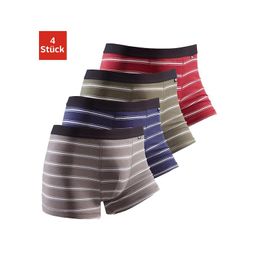 Buffalo Boxer &raquo;Boxershorts f&uuml;r Herren&laquo; Packung, 4 Stk. mit schwarzem Webbund olivgr&uuml;n-gestreift, blau-gestreift, bordeaux-gestreift, grau-gestreift...