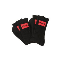 HUGO UNDERWEAR Freizeitsocken &raquo;2P QS RIB LABEL CC&laquo; Packung, 2er, 2 Paar tlg. mit kontrastfarbenem HUGO Logo Black 001 43-46 43-46 2er Pack...