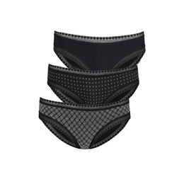 Bikinislip Lascana, Damen, Gr. 36/38, schwarz, Jersey, Obermaterial: 95% Baumwolle, 5% Elasthan. Spitze: 90% Polyamid, 10% Elasthan, bedruckt, unifarben, körpernah, Unterhosen, aus elastischer Baumwolle mit weicher Spitze