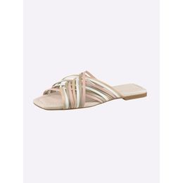 Pantolette Heine, Damen, Gr. 35, beige, rosé, Synthetik, Schuhe Pantolette