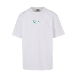 T-Shirt Karl Kani "Karl Kani Herren Karl Kani Small Signature Green Logo Tee", Damen, Gr. L, weiß, 100% Baumwolle, oversize, Rundhals, Shirts T-Shirt