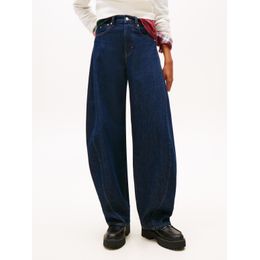 Tapered-fit-Jeans Tommy Jeans "ELLA MID BARREL DI4156", Damen, Gr. 26, L&auml;nge 28, denim schwarz, Denim/Jeans, Obermaterial: 99% Baumwolle, 1% Elasthan, unifarben, bequem kn&ouml;chellang, Jeans