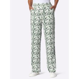 Schlupfhose, Herren, Gr. 42, Normalgr&ouml;&szlig;en, ecru, moos, bedruckt, 100% Baumwolle, gebl&uuml;mt, gemustert, mehrfarbig, Hosen Schlupfhose