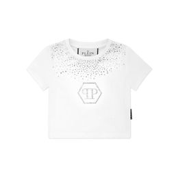 T-Shirt Philipp Plein "Hexagon Verziert", Jungen, Gr. 6, 01, wei&szlig;, Obermaterial: 100% Baumwolle, Shirts T-Shirt