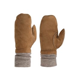 Lederhandschuhe Pearlwood "CROWE", Herren, Gr. 9.5, tobacco, Materialmix, unifarben, Handschuhe, Fausthandschuh, Strickb&uuml;ndchen, warm gef&uuml;ttert