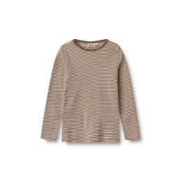 Longsleeve Wheat "Wheat Wool T-Shirt L/S Alfie", Mädchen, Gr. 110, wood stripe, 100% Merino, gestreift, normal, Rundhals, Shirts