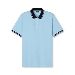 Poloshirt OLYMP "Casual", Herren, Gr. XXL, blau (bleu), Piqué, Obermaterial: 100% Baumwolle, Shirts, farbliche Kontrast-Details