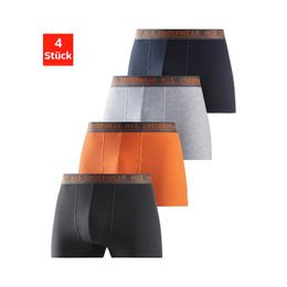 H.I.S. H.I.S Boxer &raquo;Boxershorts f&uuml;r Herren&laquo; Packung, 4 Stk. mit bequemem Stretchb&uuml;ndchen anthrazit-meliert, orange, grau-meliert, schwarz S - 4 Stk. 4...