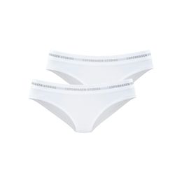 Bikinislip Copenhagen Studios "mit softem Logobund", Damen, Gr. XL (42), wei&szlig;, Feinripp, Obermaterial: 96% Baumwolle, 4% Elasthan (LYCRA), unifarben mit Farbeinsatz, k&ouml;rpernah, Unterhosen, aus gerippter Bio-Baumwollqualit&auml;t