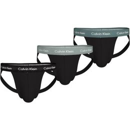 Calvin Klein Underwear String »JOCK STRAP 3PK« Packung, 3er-Pack, 3 Stk. mit Logo-Elastikbund B- BLACK, SHADE, SLATE TURQ WBS S (48) - 3 Stk. 3...