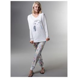 TRIGEMA Schlafanzug &raquo;Schlafanzug mit s&uuml;&szlig;em Waldtier-Print&laquo; 1 tlg. weiss XL XL DELUXE-Single-Jersey