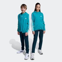 Trainingsanzug adidas Sportswear "J 3S FT TS 220", Jungen, Gr. 176, weiß (pure teal, weiß), Obermaterial: 52% Baumwolle, 48% Polyester, Sportanzüge Trainingsanzug