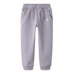 Sweathose name it "NMFVIMA SWE PANT BRU NOOS", Mädchen, Gr. 104, N-Gr, lavender gray, Sweatware, Obermaterial: 60% Baumwolle, 40% Polyester, unifarben, Basic normal, Hosen Sweathose