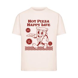 Merchcode T-Shirt &raquo;Ladies Hot Pizza Happy Life Tee&laquo; 1 Stk. tlg. pink L L Oversize‐Schnitt mit l&auml;ngerem K&ouml;rper f&uuml;r entspanntes Layering