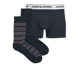 Jack & Jones Boxershorts JACK & JONES "JACORDINARY GIFTBOX", Damen, Gr. XXL, 2 Stk., navy blazer pack:navy blazer stripes, navy blazer solid, Jersey, Obermaterial: 95% Baumwolle, 5% Elasthan, gestreift, unifarben, bequem, Unterhosen