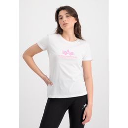 Alpha Industries T-Shirt &raquo;New Basic T Wmn NP&laquo; white/neon pink L L Rib B&uuml;ndchen am Hals