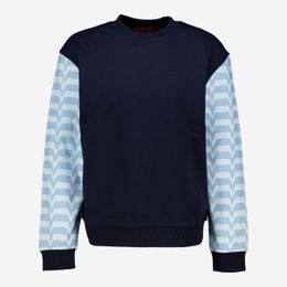 Missoni Dunkelblaues Sweatshirt mit gemusterten &Auml;rmeln