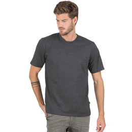 T-Shirt TRIGEMA "TRIGEMA T-Shirt DELUXE Baumwolle", Herren, Gr. L, grau (anthrazit, melange), 100% Baumwolle, Basic, Shirts T-Shirt