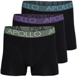 Boxer Apollo "MEN BOXERSHORTS", Damen, Gr. L, schwarz (multi schwarz), Single Jersey, Obermaterial: 95% Baumwolle, 5% Elasthan, unifarben mit Farbeinsatz, eng, Unterhosen, mit hohem Baumwollanteil, elastisch und gut an den K&ouml;rper